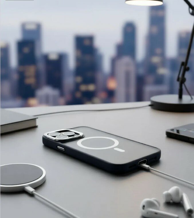 Чехол MyPads Kiakeis для iPhone 15 Pro Max пластиковая крышка с Macsafe и защитой камеры, синий