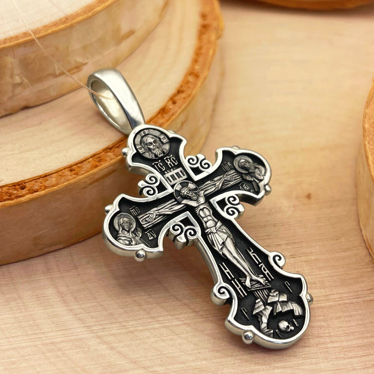 Крестик, серебро, 925 проба, оксидирование, чернение