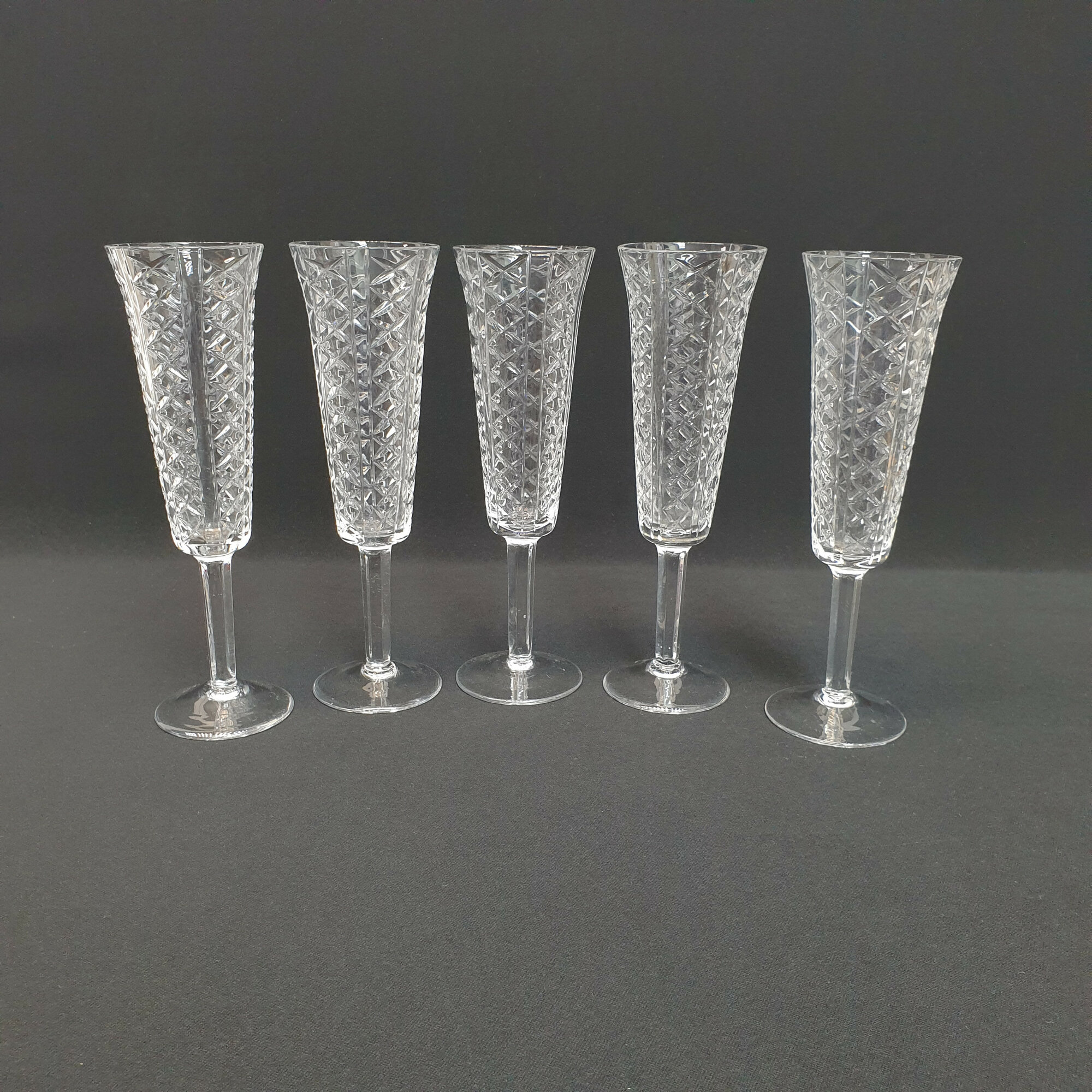 Винтажный набор из 5 бокалов, хрусталь 145 мл, высота 20 см, СССР