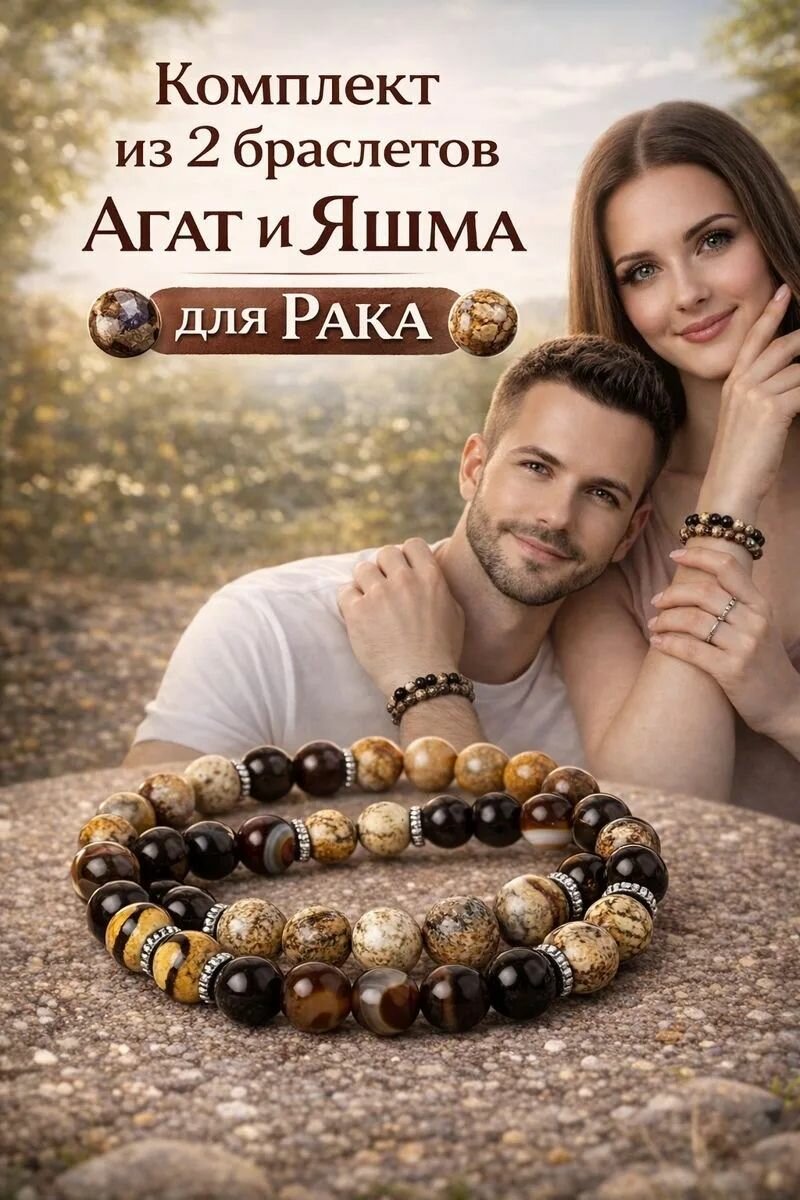 Набор браслетов, агат, яшма