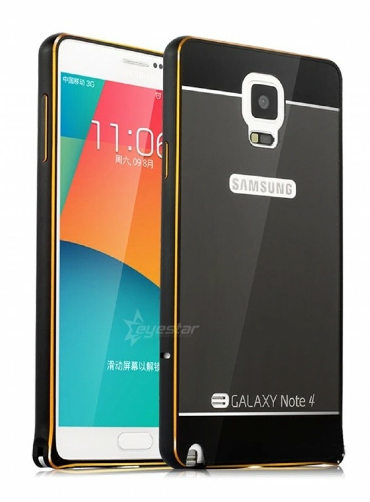 Чехол-бампер Чехол. ру для Samsung Galaxy Note 4 с алюминиевым металлическим бампером и поликарбонатной накладкой, черный