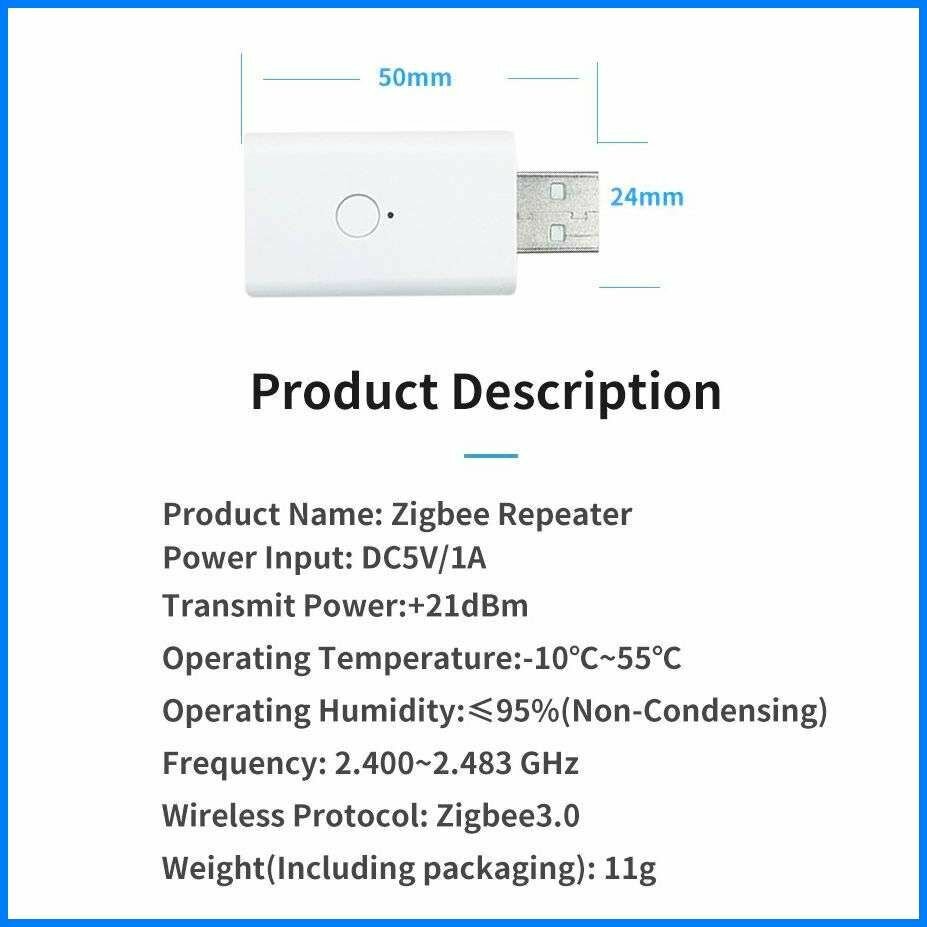 Усилитель сигнала для Zigbee 3.0 Repeater USB, Tuya SmartLife, Signal RestransAlator расширяется