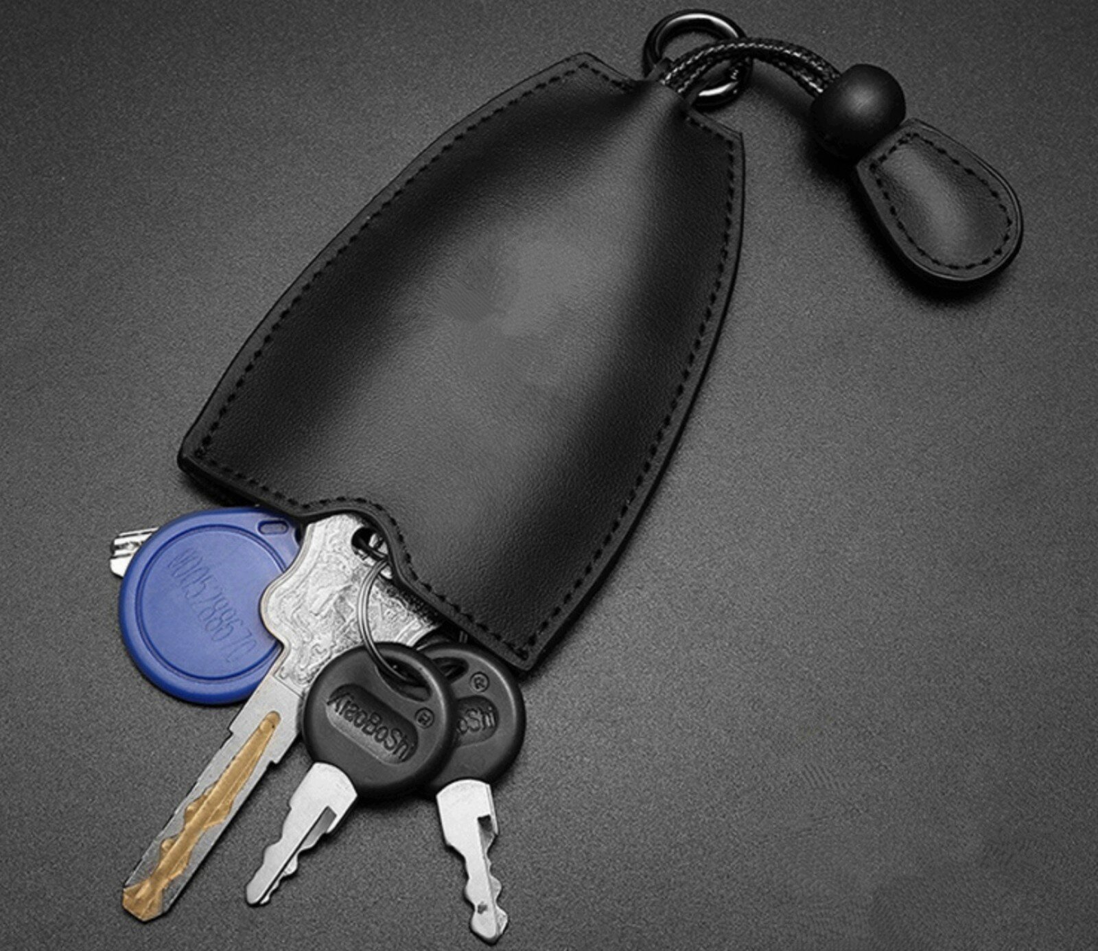 Чехол-футляр MyPads для смарт ключа Cadillac XT4 XT5 XT6 Escalade из натуральной кожи черный с логотипом