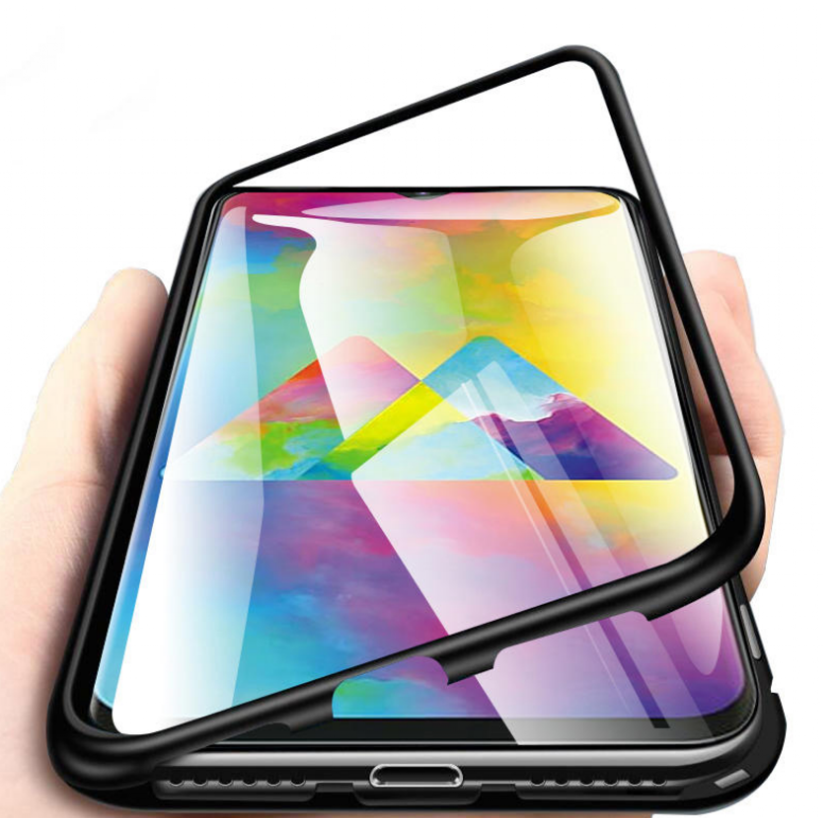 Магнитный чехол бампер MyPads Vetro magnete из закаленного стекла и металла для Xiaomi Redmi Note 10 (2021), Redmi Note 10S 8/128GB (NFC), Poco M5s черный