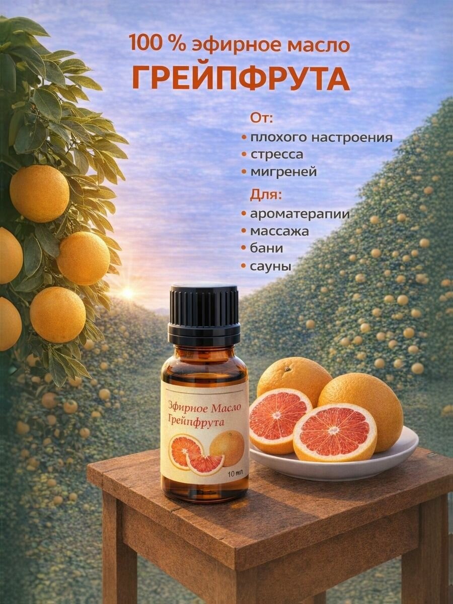 Эфирное масло Грейпфрут, дистилляция, для ароматерапии и массажа, цитрусовый аромат