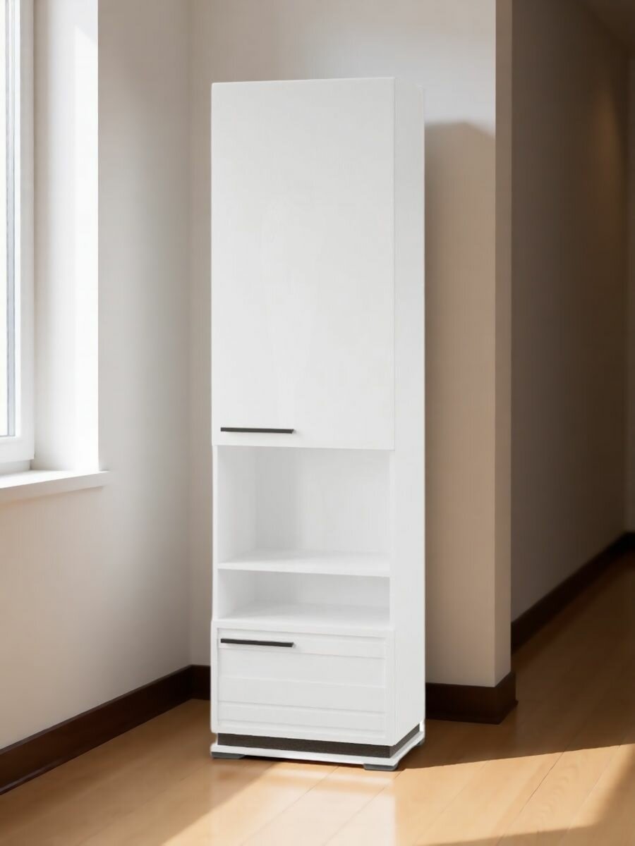 Шкаф-пенал Домани Модена МШ 2 560х2100х406, Белый/Венге