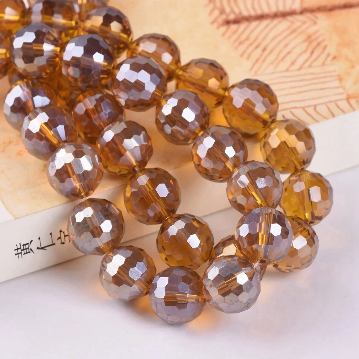 Стеклянные бусины-разделители AB 6-12 мм 8mm 30pcs, Brown AB