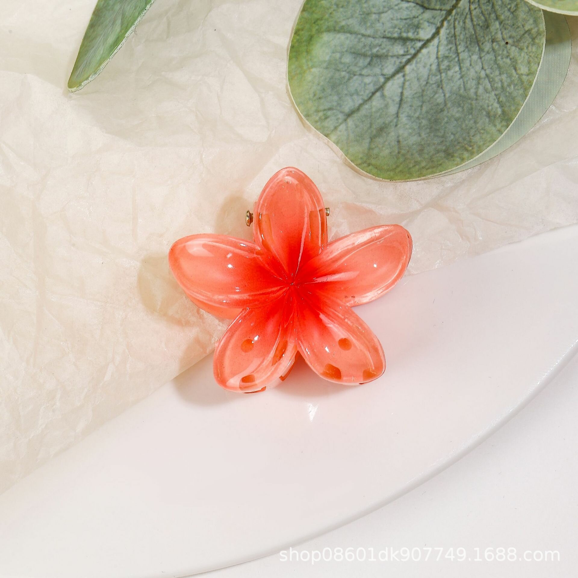 Модная популярная заколка для волос в виде цветка плюмерии, женская заколка-краб в нежном и естественном стиле, большая заколка для волос для женщин, корейский стиль, простая и универсальная, повседне