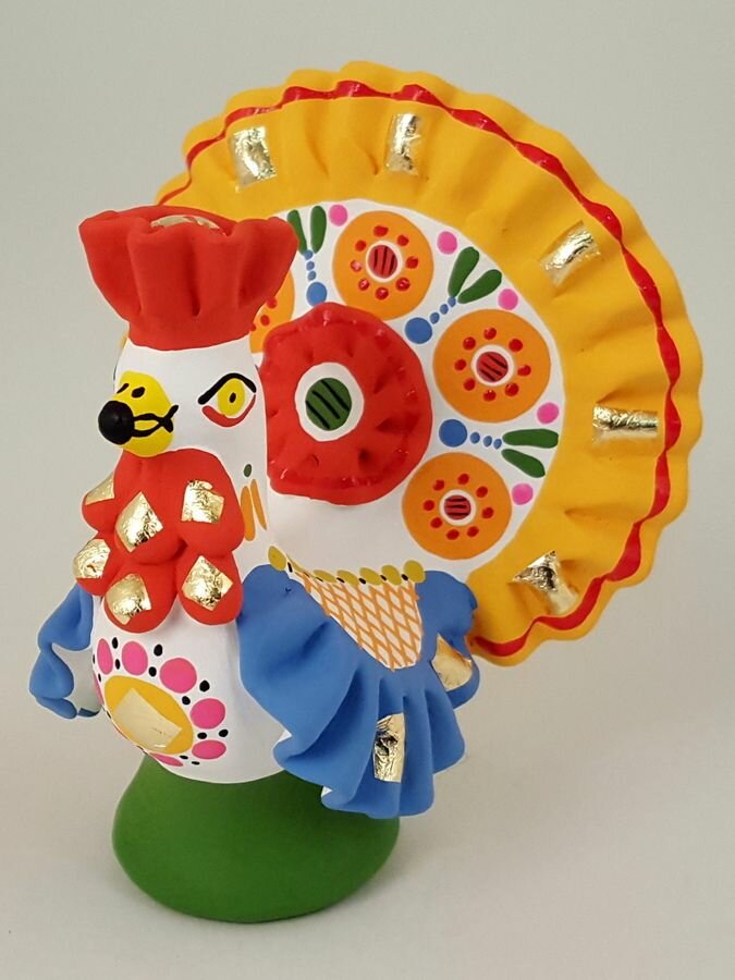 Индюк на ступке №3(1), Дымковская глиняная игрушка, ручная авторская работа