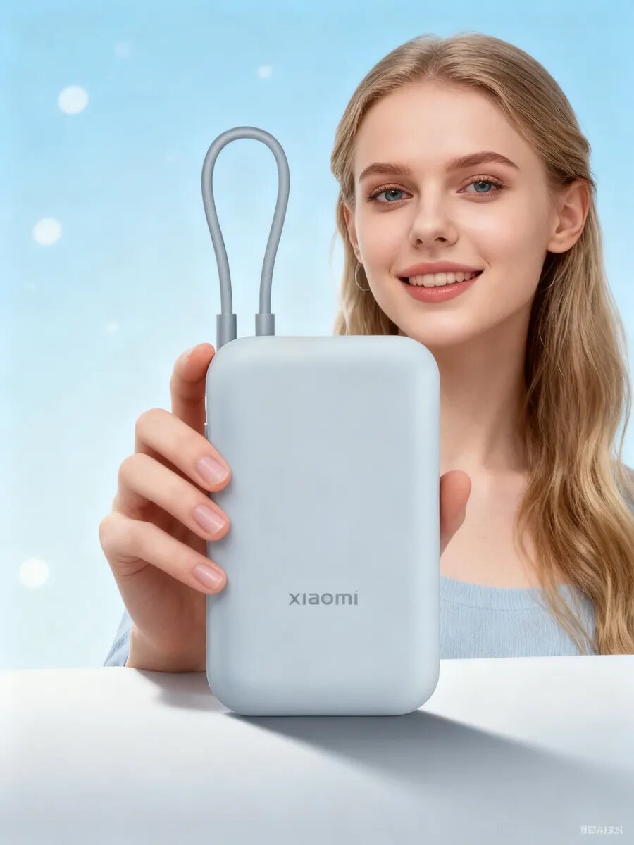 Внешний аккумулятор Xiaomi Mi Power Bank With Cable USB-C 10000mAh Pocket Version Blue(P15ZM)
