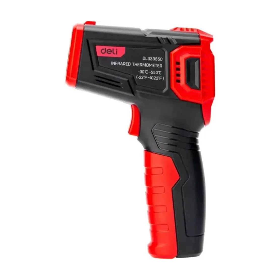 Пирометр Deli DL333550, от -30°C до +550°C, ЖК-экран, лазерный целеуказатель, красный