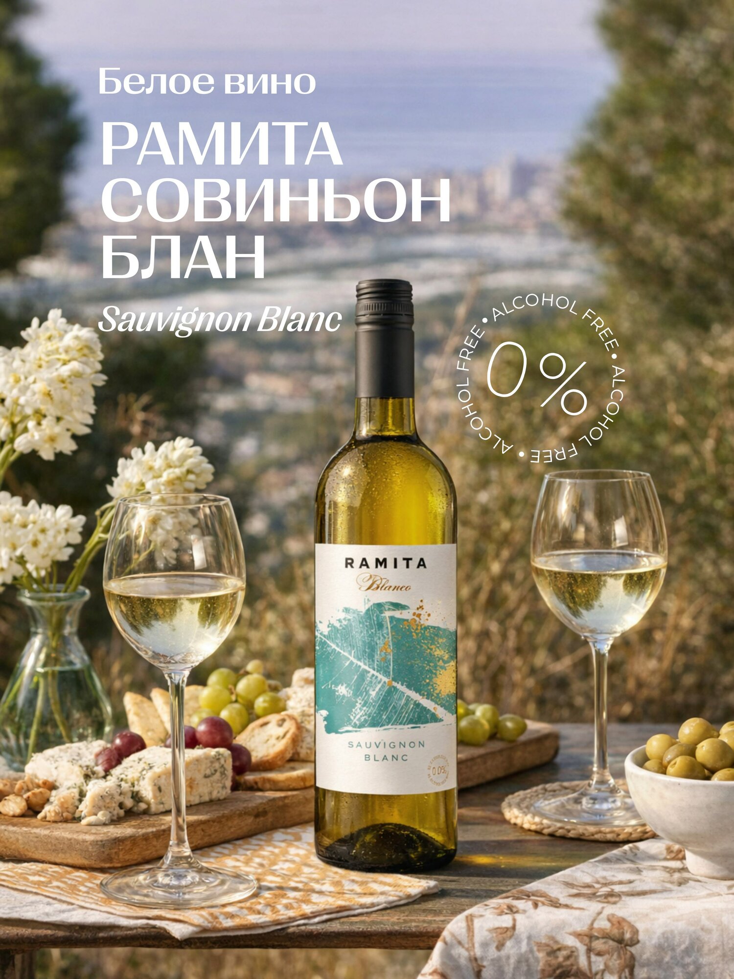 Вино безалкогольное Рамита Совиньон Блан белое сухое 0,75 л Испания