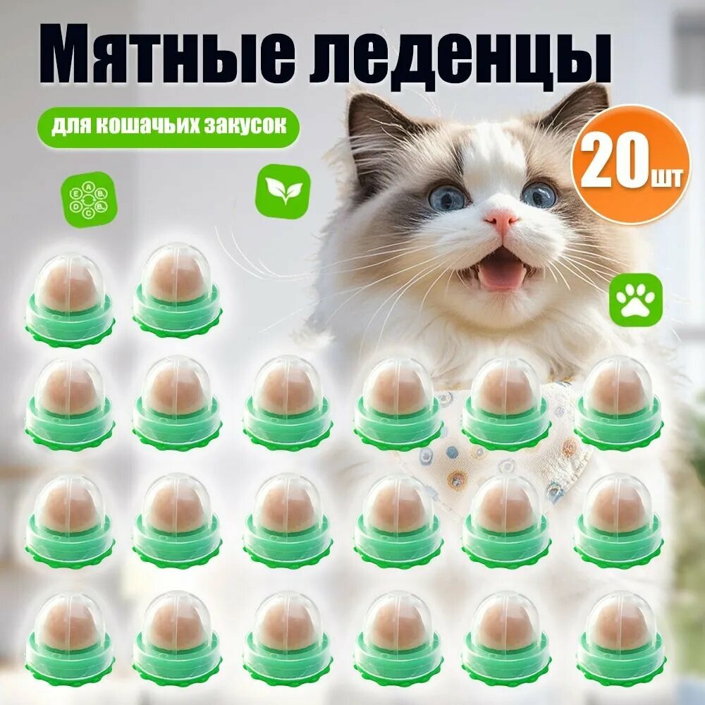 Игрушка-шарик с кошачьей мятой, Леденец для котов с витаминами, 20 шт