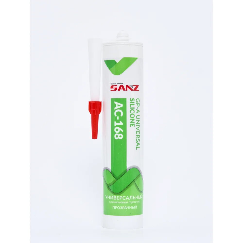 Универсальный силиконовый герметик SANZ АС-168 прозрачный, 280 мл. 168-7400-C, деревянная