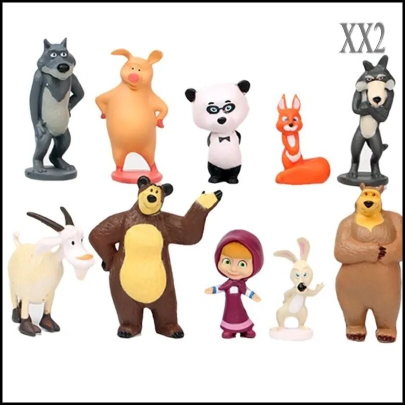 10шт Маша и Медведь аниме фигурки Детские игрушки-XX2 набор фигурок для детей
