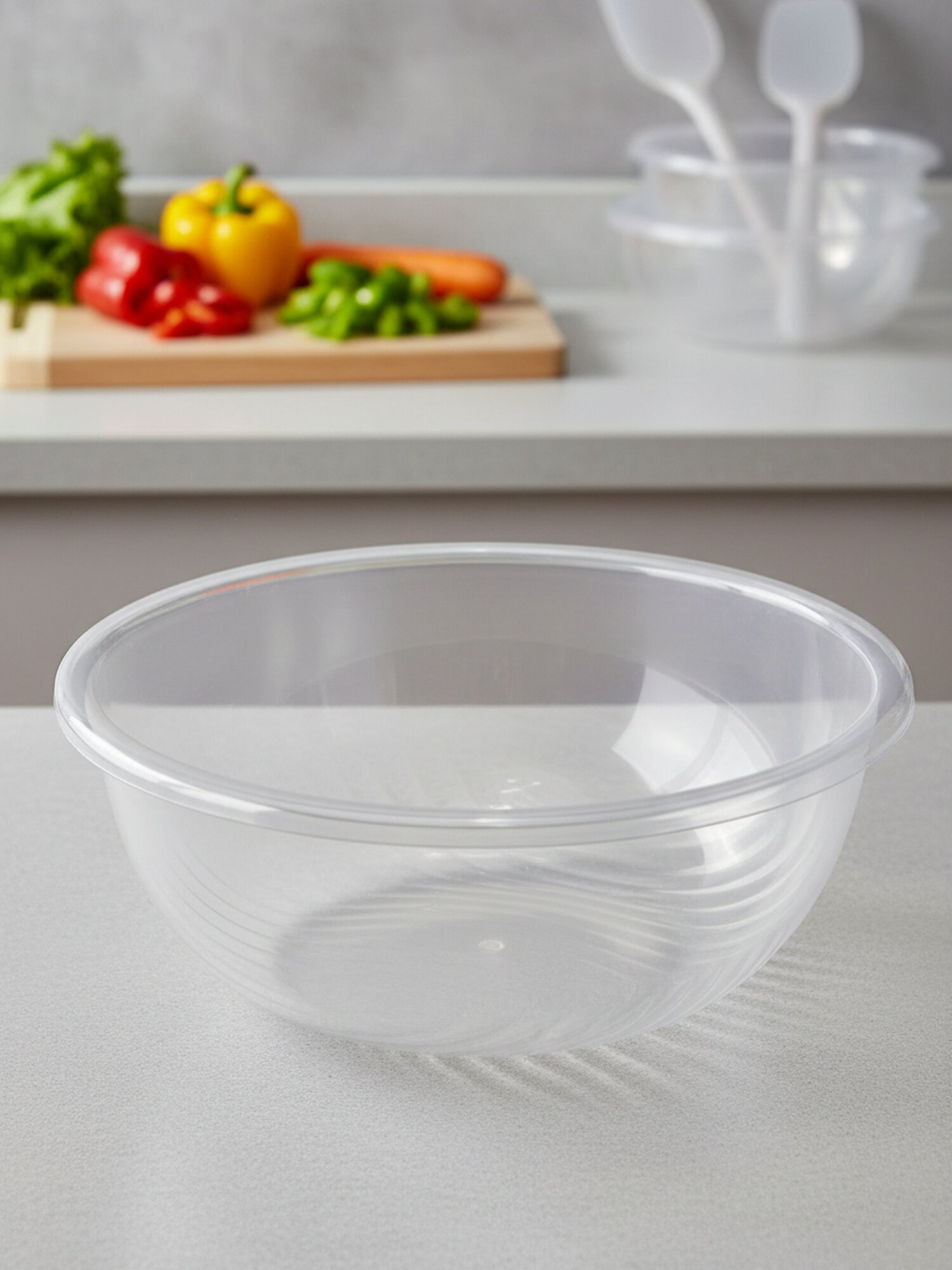 Салатник пластиковый круглый 36 см Y4-11646, большая миска, емкость под смешивание продуктов, прозрачная кухонная утварь