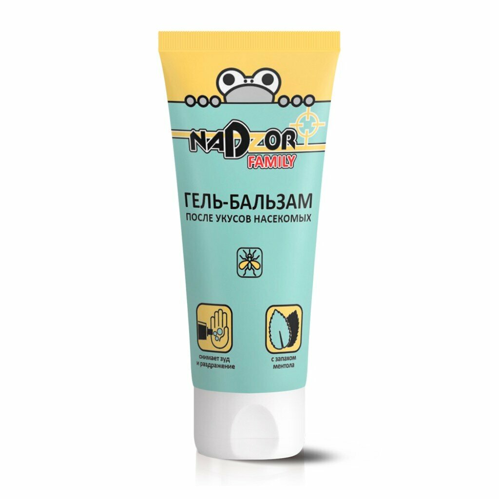 Гель-бальзам Nadzor после укусов насекомых, 30 мл, успокаивающее средство от зуда и раздражения кожи, охлаждающий эффект.