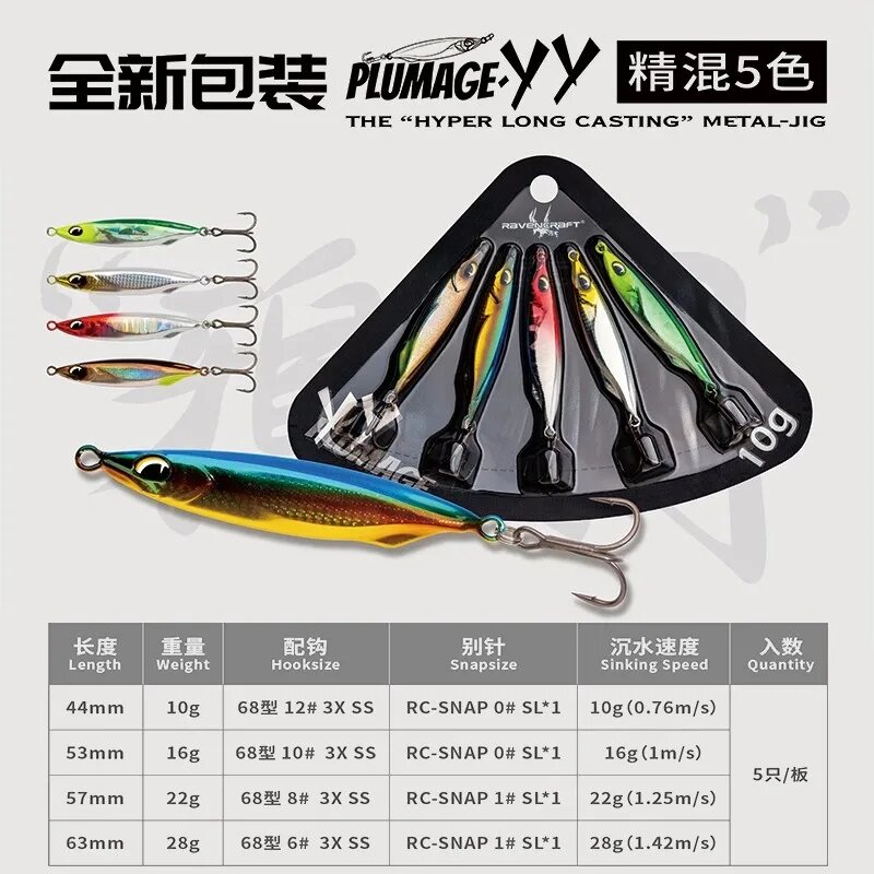 Ravencraft YY Long Casting Metal JIG рыболовная приманка 10г/16г/22г/28г 53mm-16g, 11