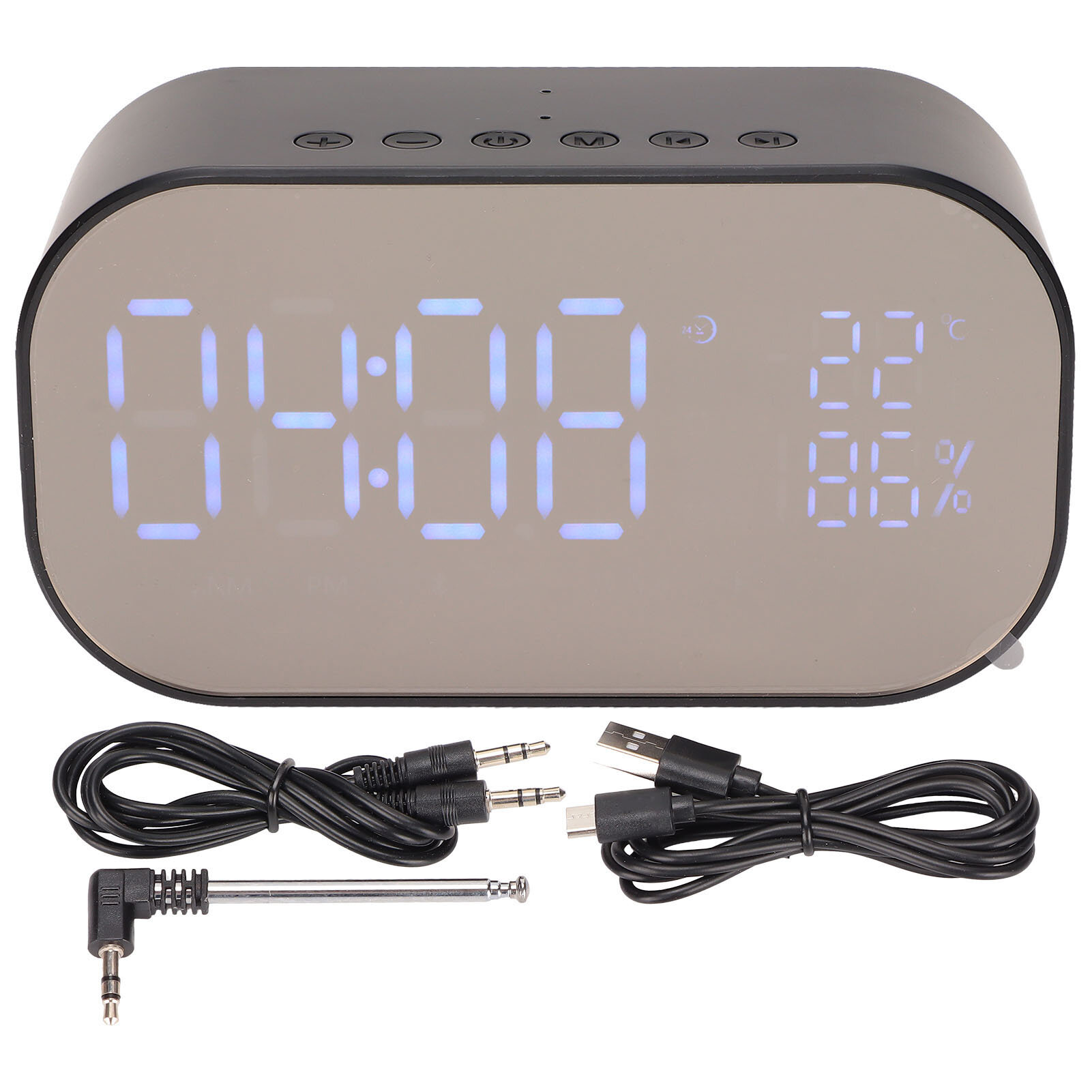 Умная Bluetooth-колонка-будильник с часами, 3 уровня яркости, черный цвет