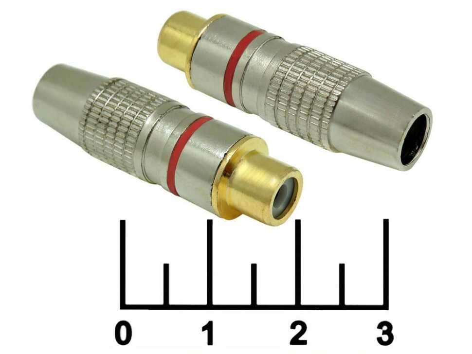 Разъем RCA гнездо на кабель gold красный (270)