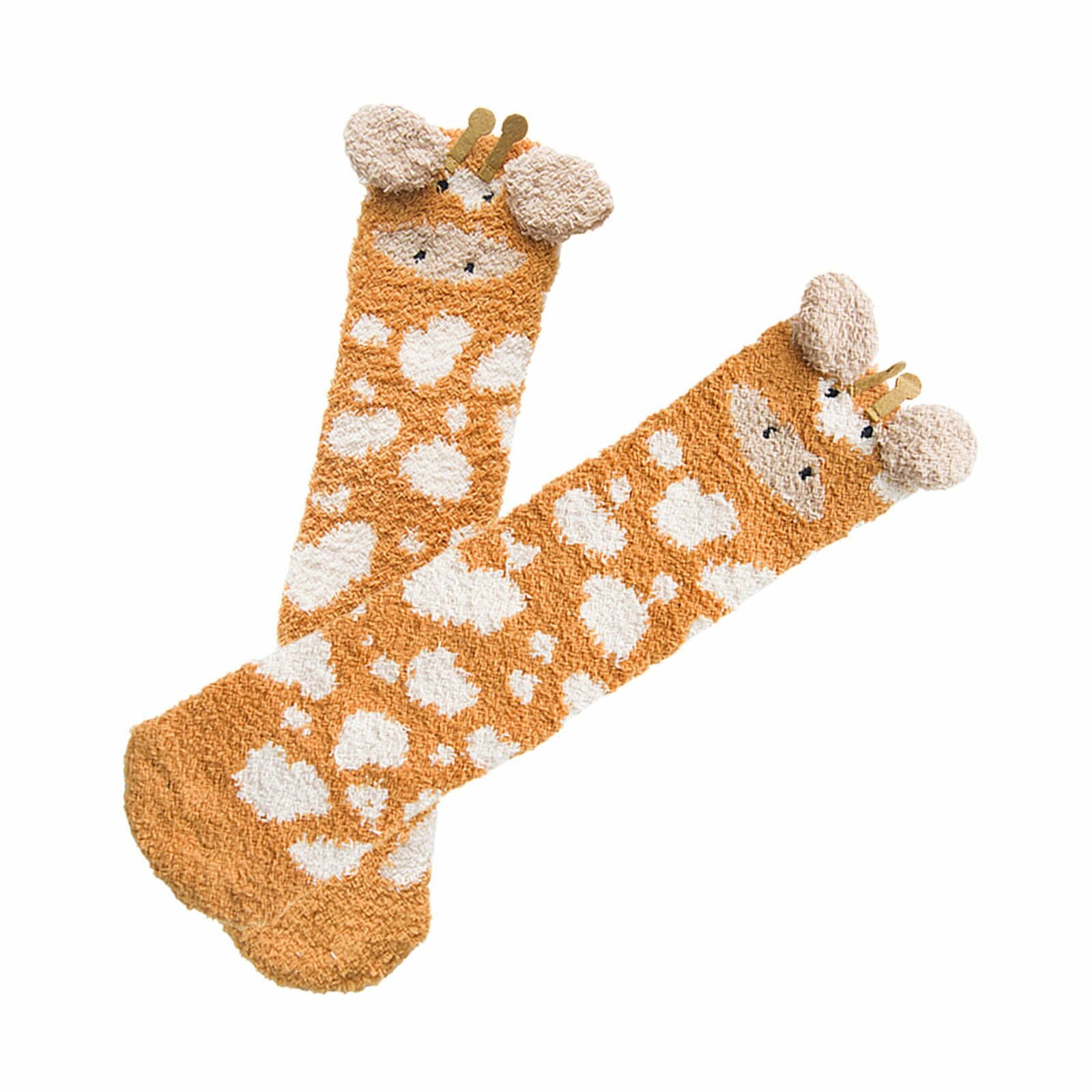 Женские носки из кораллового флиса толстые теплые с мультяшными животными пушистые для сна на полу