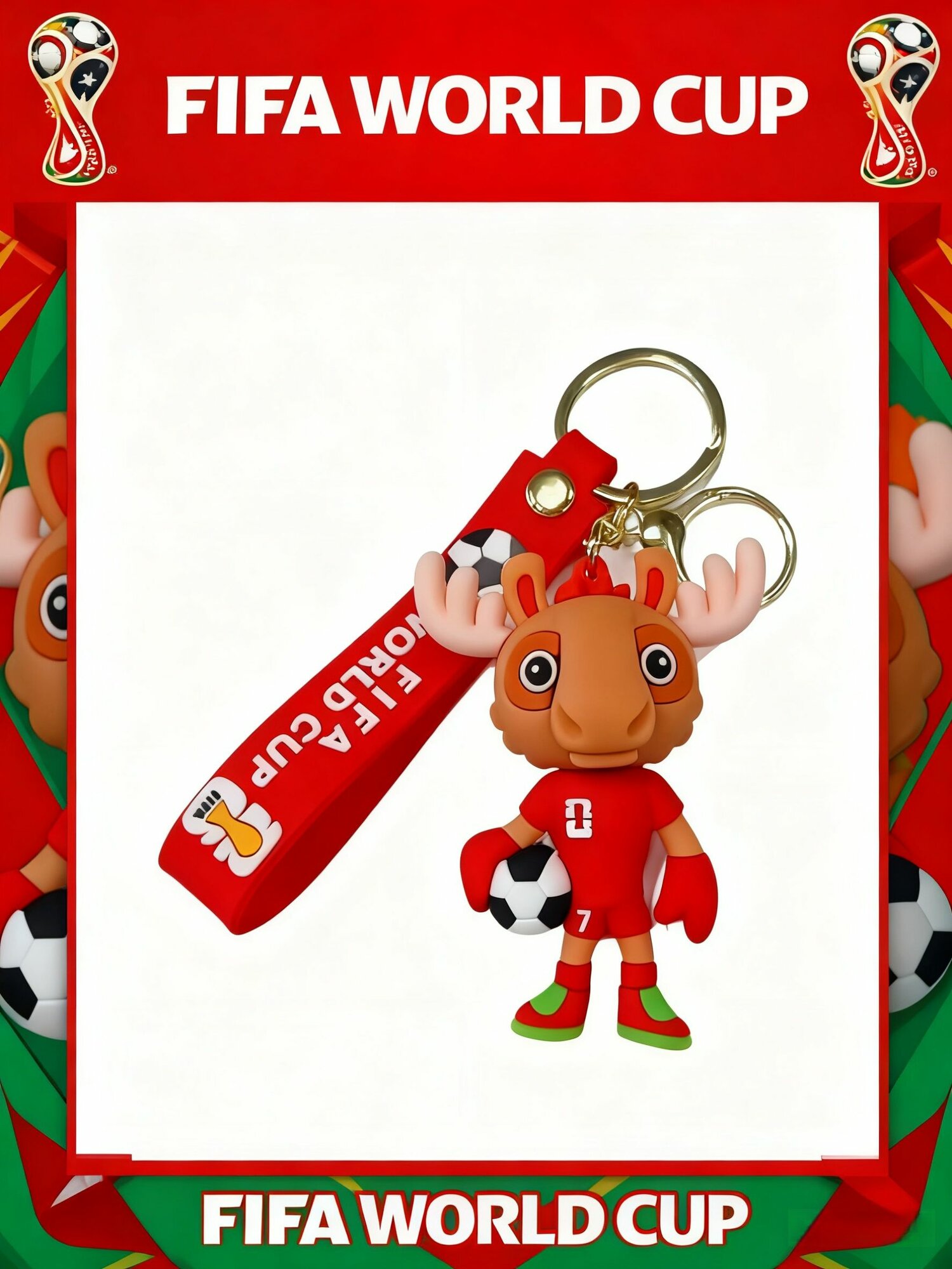 Брелок с талисманом Чемпионата мира 2026 для болельщиков - Канадский MAPLE (Лось)