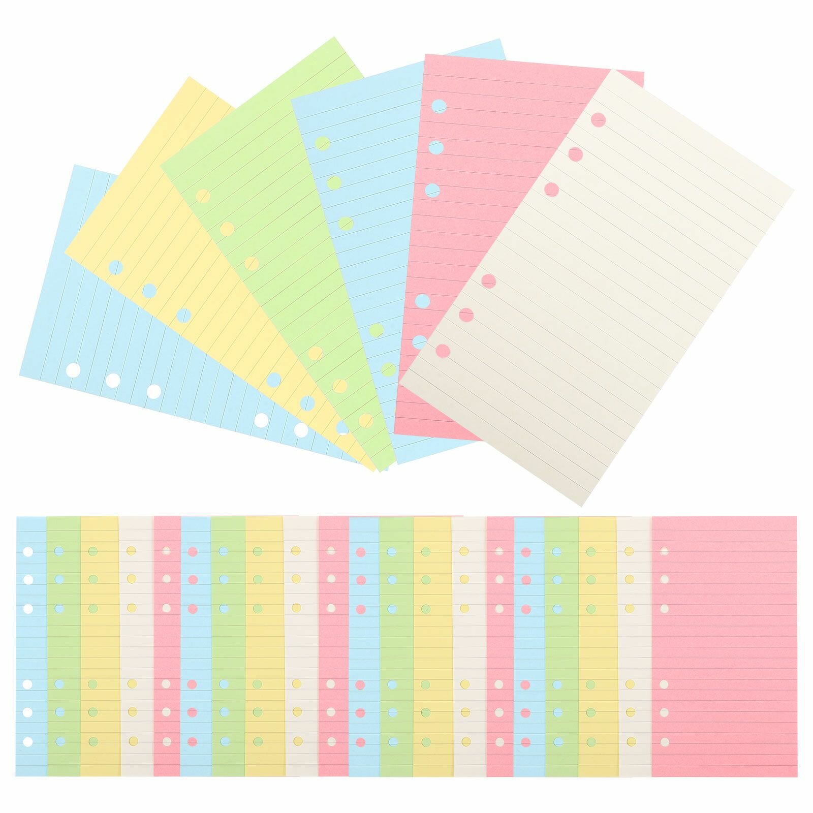 Запасная бумага для блокнота с 6 кольцами, разноцветная, для ведения записей, 50 листов