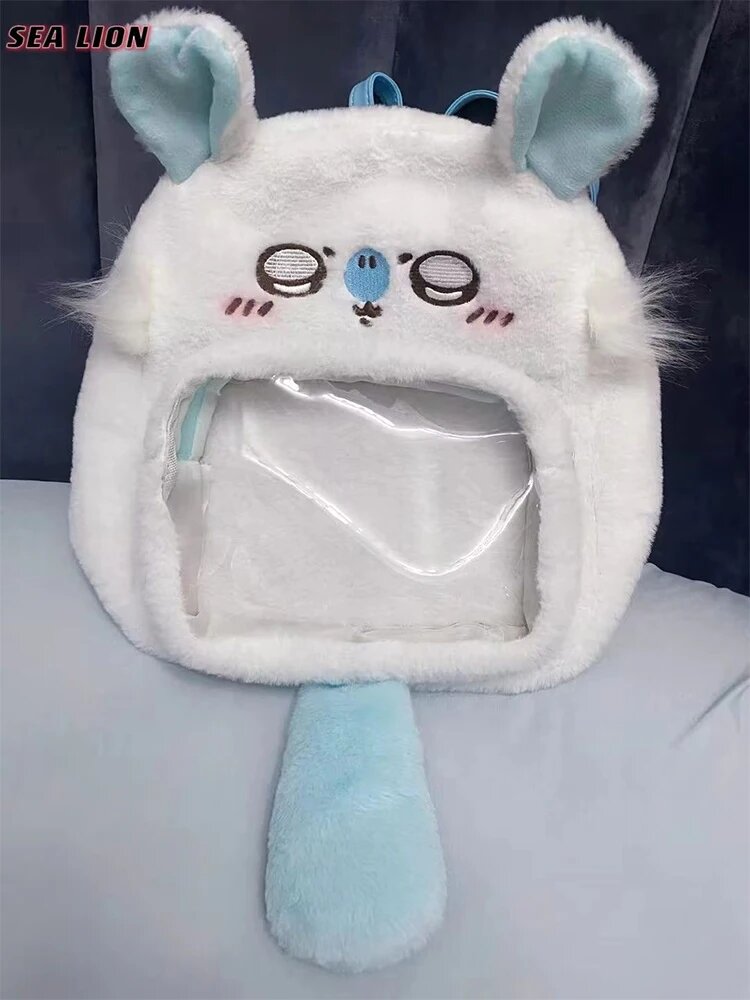 Прозрачный рюкзак Chiikawas Flying Squirrel Cute Pain Bag DIY: стильный, милый, для девочек, для школы, путешествий, в подарок