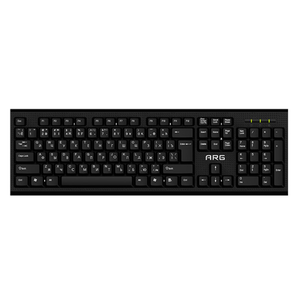 Клавиатура беспроводная ARG KO2W, пластик, 102 клавиши, черная