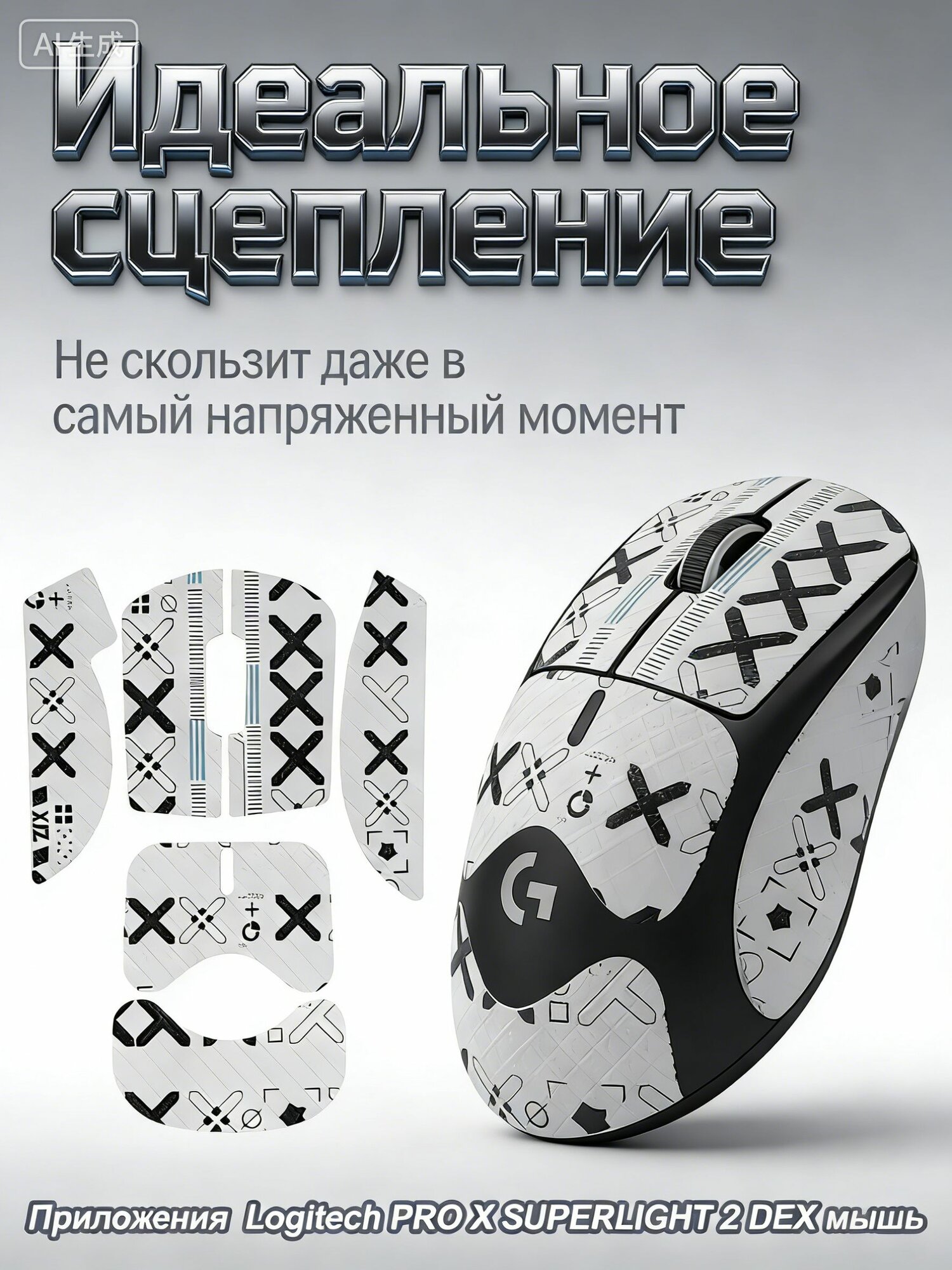 Грипсы для Logitech G Pro X Superlight 2 Dex и G Pro Wireless 4, GPW4 / Противоскользящие накладки и наклейки для игровой мыши