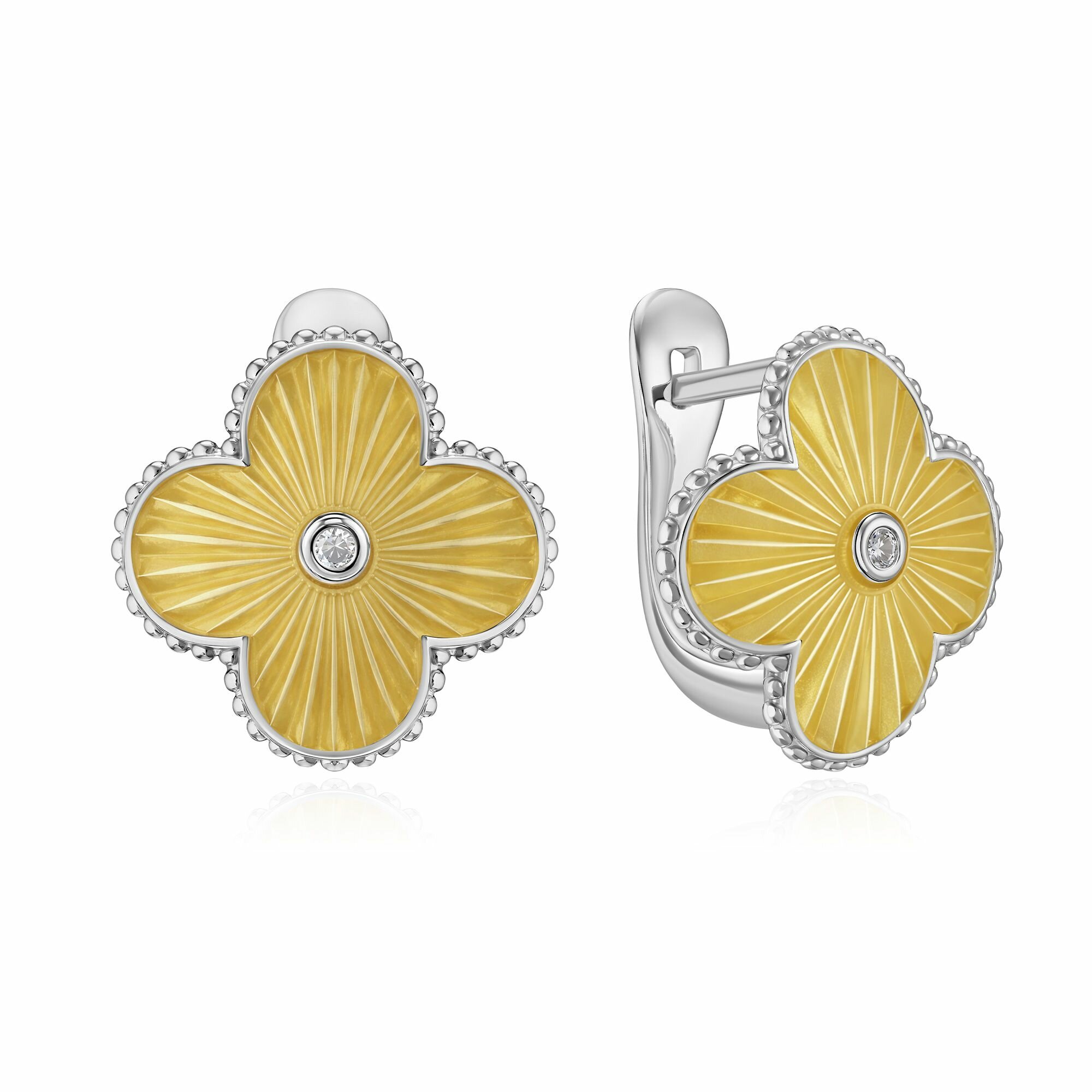 Серьги, серебро, 925 проба, бриллиант