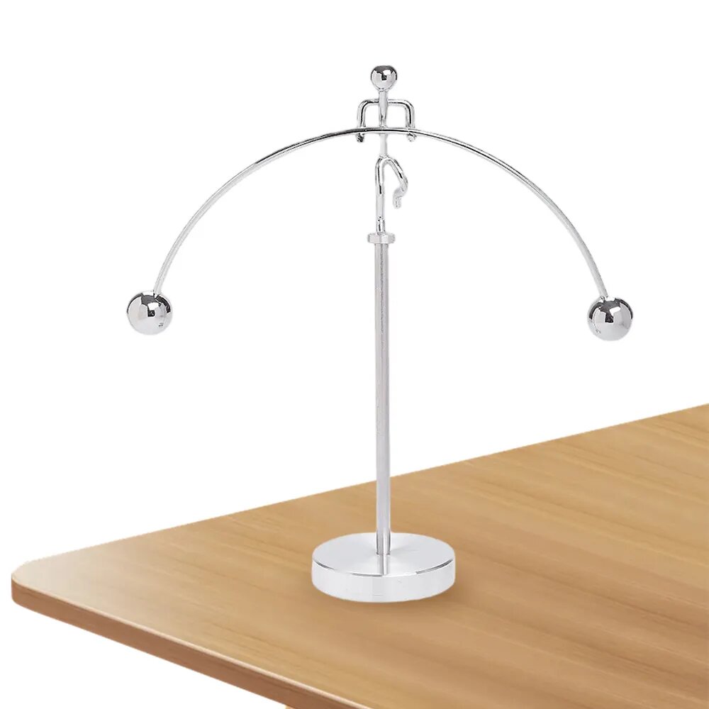 Антистресс-игрушка: балансирующий металлический человечек для стола, хромированное покрытие