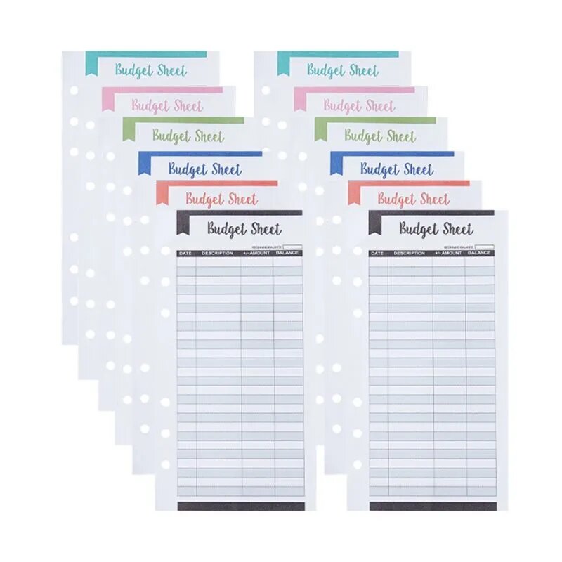 Набор из 12 Бюджетных Листов для Отслеживания расходов, Органайзер Денежных средств, Кассовая Книга, Двустороннее Письменное Использование с Денежным Конвертом