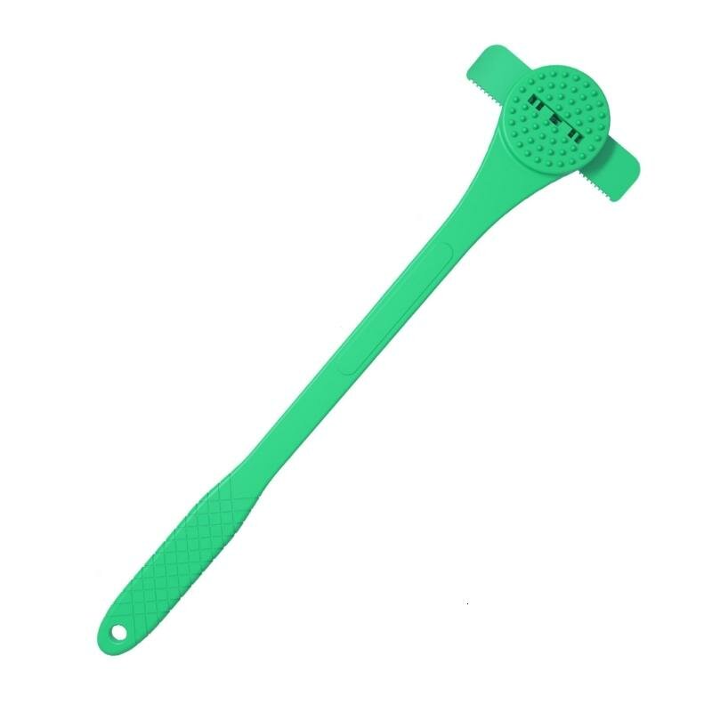 Нож для бритья "Два в одном" с задней прорезиненной изогнутой ручкой без силикона без лезвия-зеленый