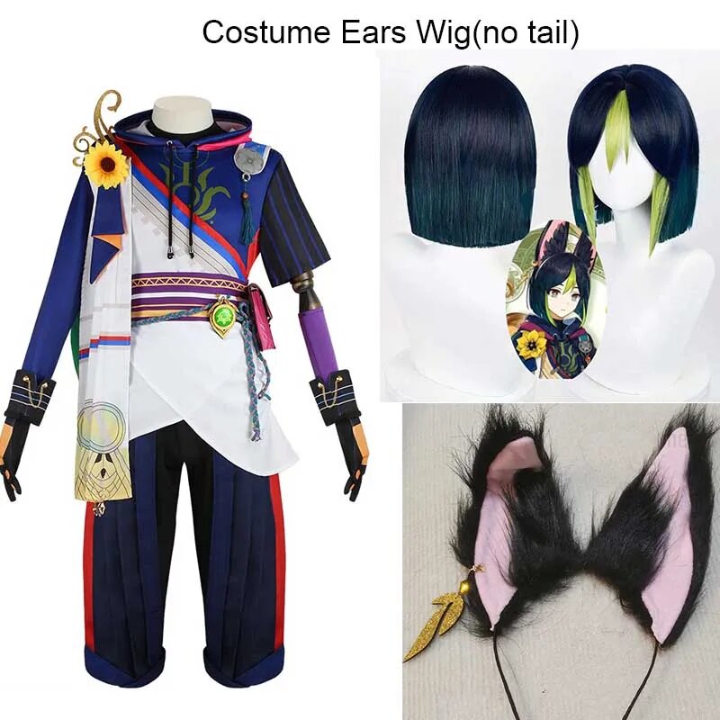 Tignari Косплей Костюм Костюм Хэллоуин Карнавал Одежда уши хвост парик для комиксов con