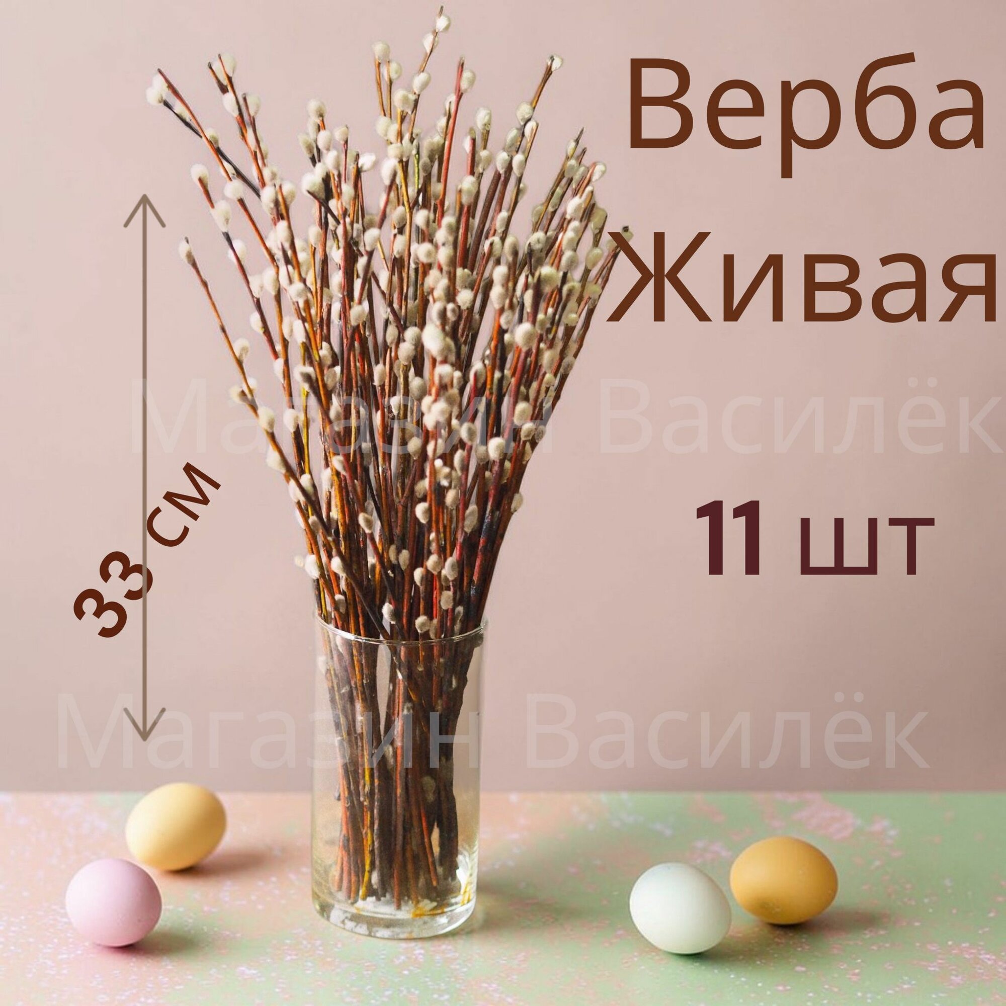 Букет вербы живая на Пасху 11 шт