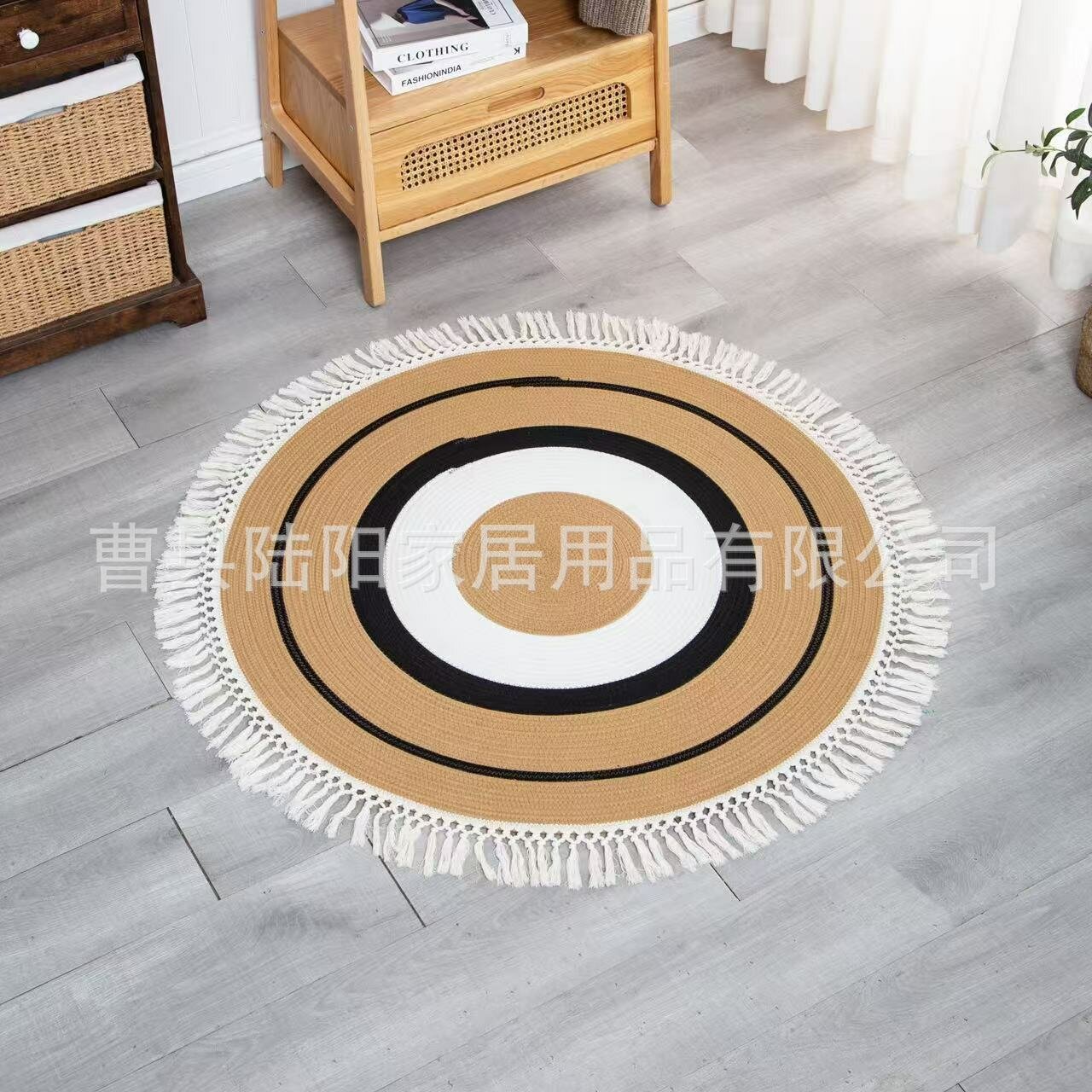 Коврик с кисточками из хлопковой веревки в европейском стиле, хлопково-льняной ковер для балкона, напольный коврик для гостевого дома, круглый коврик под кофейный столик для спальни и гостиной.