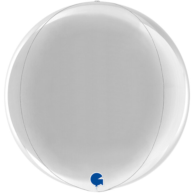 Воздушный шар Grabo 3D 18', 46 см, сфера, серебро