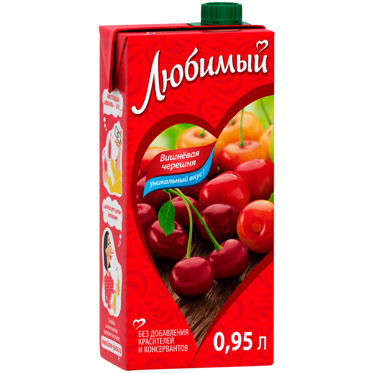 Напиток сокосодержащий Любимый Яблоко-Вишня-Черешня осветленный 0,95 л