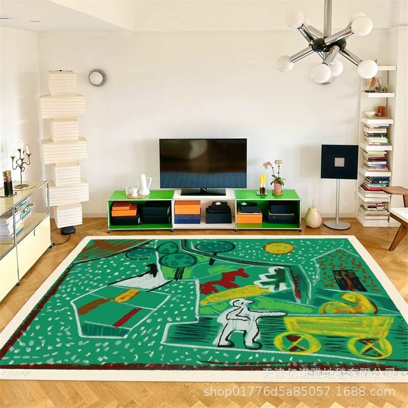 Полное ковровое покрытие для гостиной, современный минималистичный дизайн с граффити, теплоизоляционный и теплый, коврик для журнального столика из искусственного кашемира, износостойкий прикроватный коврик для спальни.