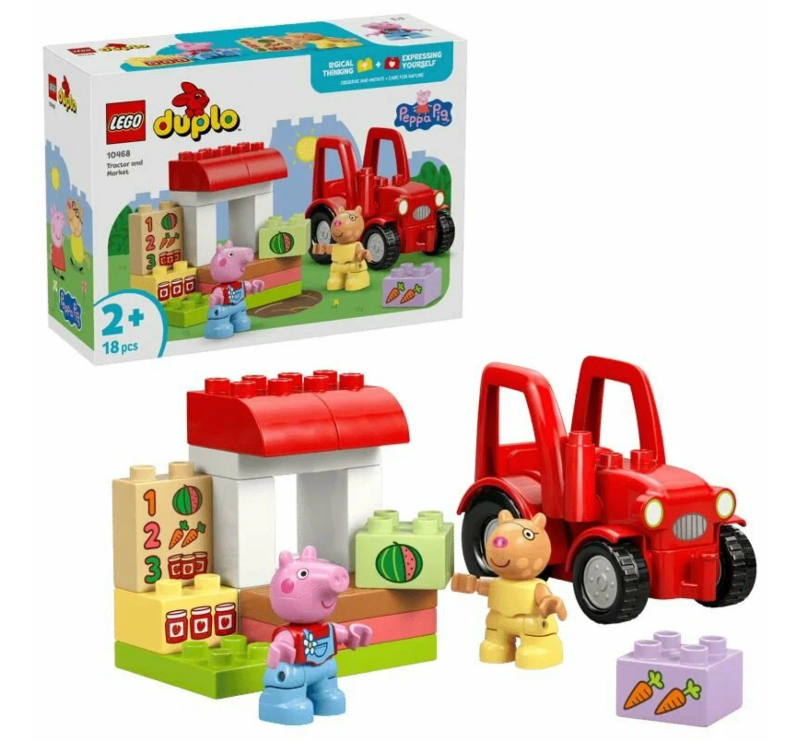 Конструктор LEGO DUPLO 10468 Трактор и рынок Свинки Пеппы, 18 деталей
