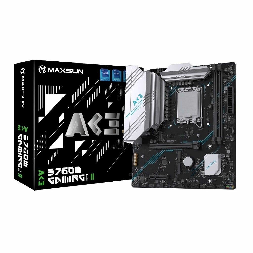 Материнская плата MAXSUN MS - B760M GAMING WIFI ACE 2 Socket 1700, mATX, 2 DDR5, DP 2 HDMI, 2 SATA3, RTL