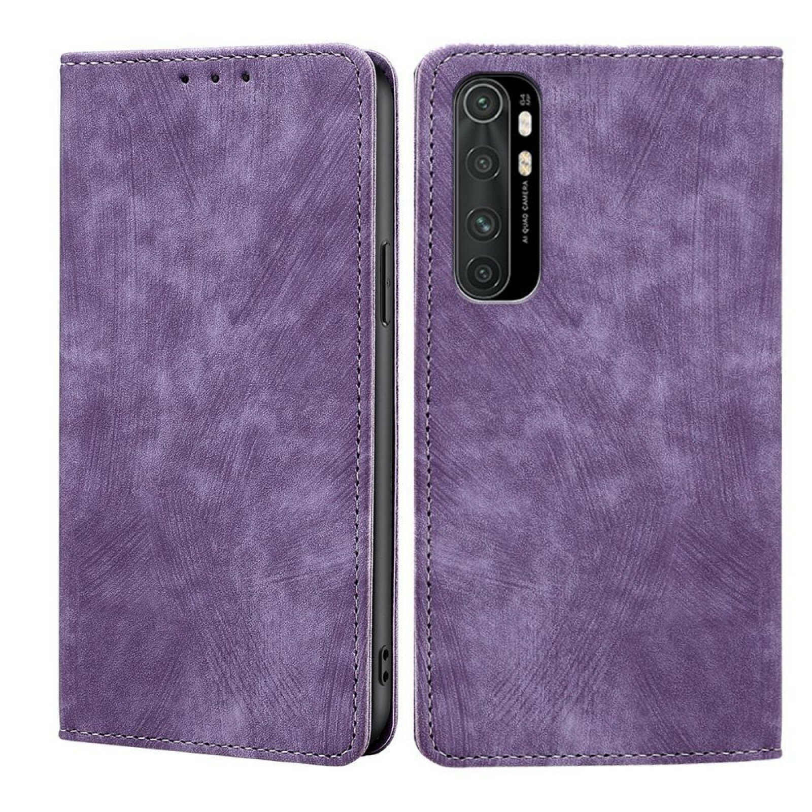 Чехол-книжка MyPads для Xiaomi Mi Note 10 Lite фиолетовый мягкий с текстурой замши