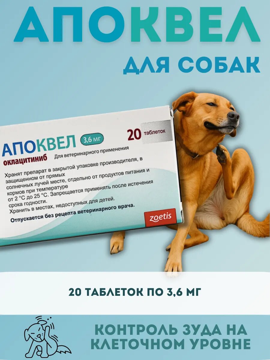 Таблетки Zoetis "Апоквел" для собак против аллергии, 3,6 мг, блистер 20 таблеток