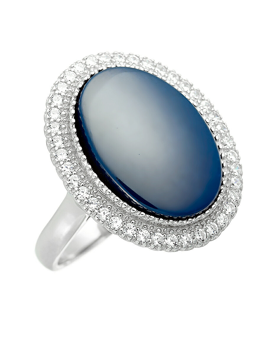 Кольцо, серебро, 925 проба, фианит, керамика