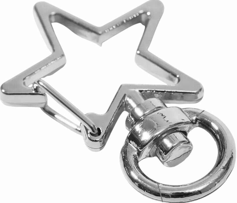 Карабин металлический "Звезда" для крепления ремней и ручек, поворотный с вертлюгом для сумки, фурнитура для ключей и брелков, набор карабинов 5 штук, цвет серебрянный