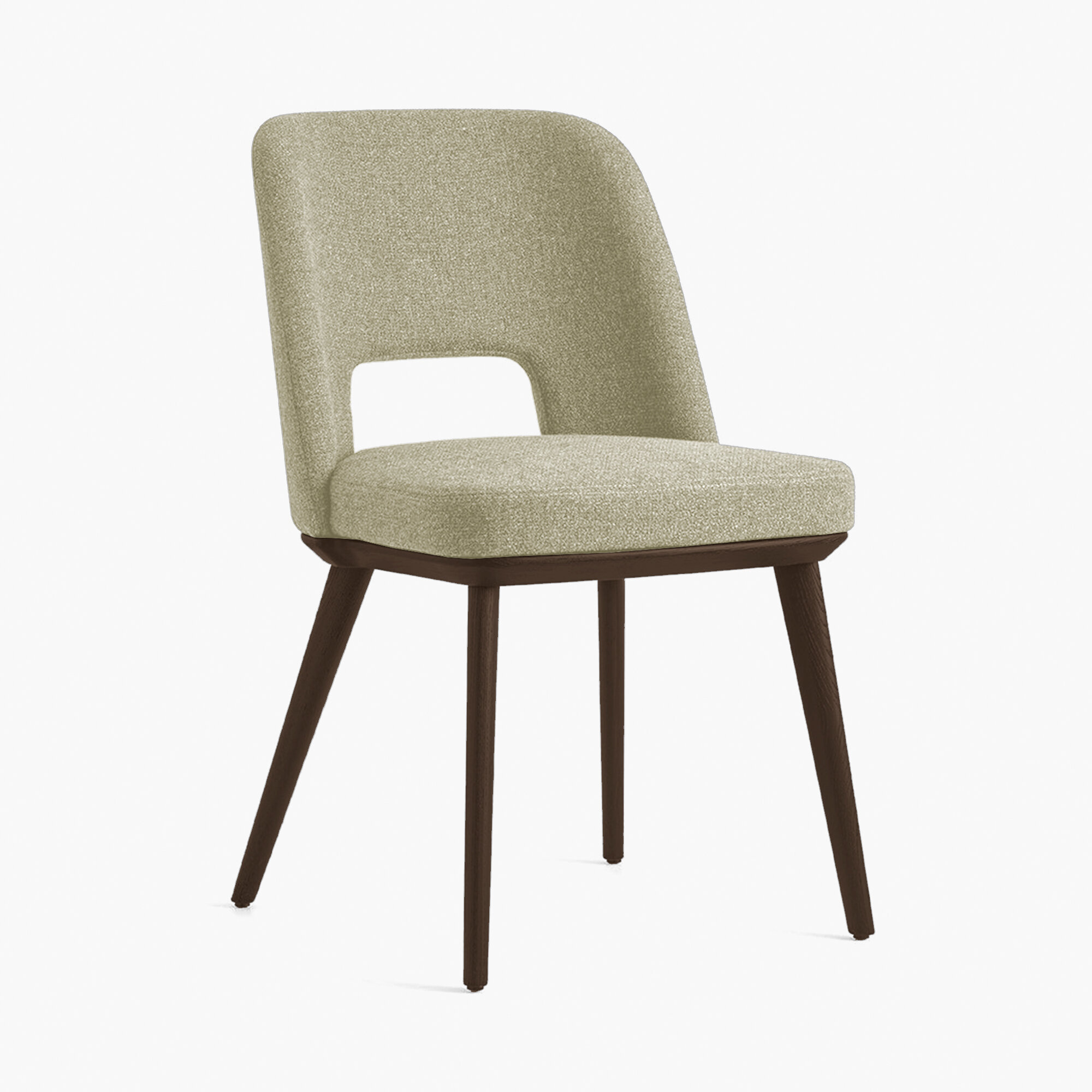 Стул Трентино без подлокотников с вырезом светло-бежевая ткань ясень тон темный орех (лак/матовый) для дома/для гостиной/для столовой/для кафе/кухонный стул/стул кухонный