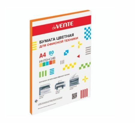 Бумага цветная для офисной техники 20 листов Интенсив Оранжевый цвет 2072229 "deVente"