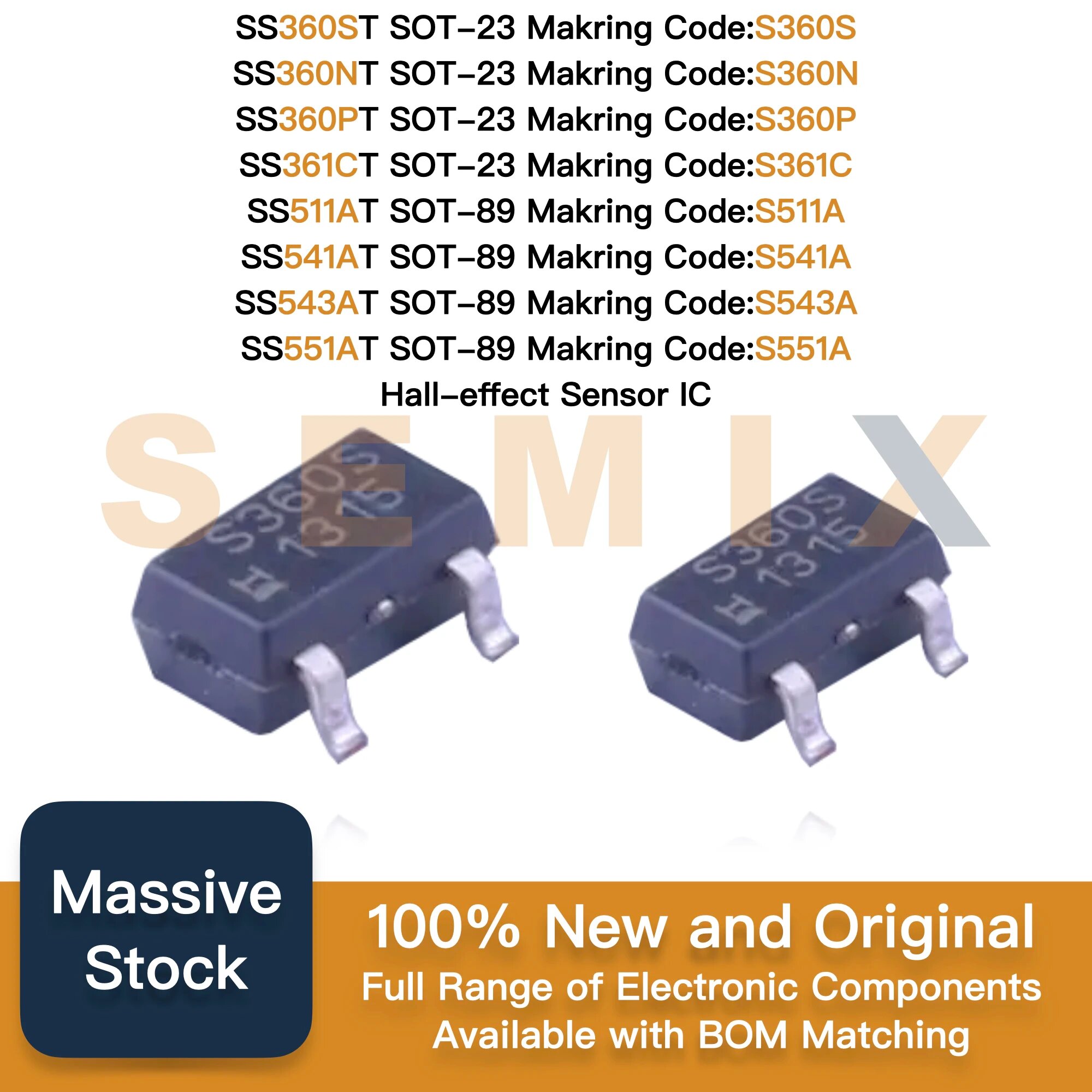 Датчики Холла S360S S360N S360P S361C S511A S541A S543A S551A (5 штук) SS360ST