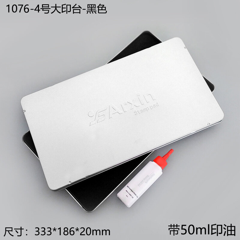 Красная прямоугольная железная коробка с штемпельной подушкой, сверхбольшой синий быстросохнущий штемпельный штамп для отпечатков рук и ног, зеленые и фиолетовые штемпельные чернила для офисного использования.